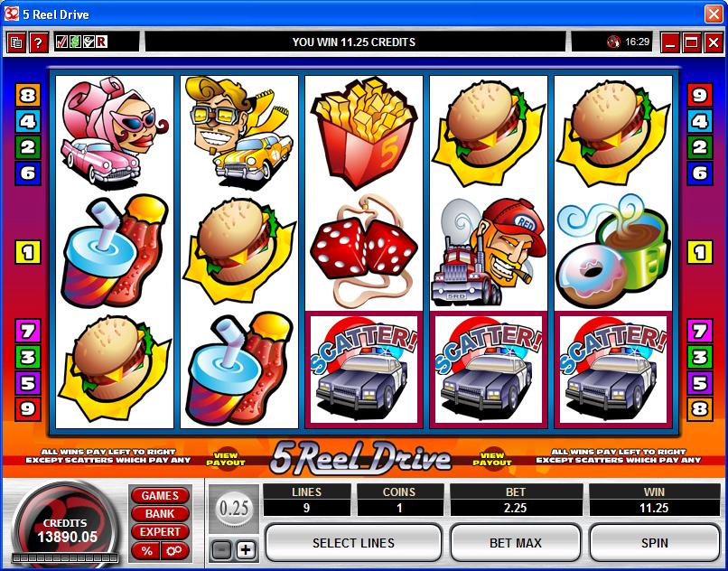 Play 5 Reel Drive Slot by Microgaming