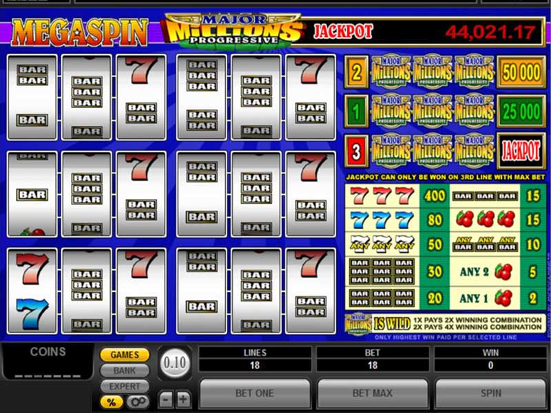 Play Slot MegaSpin Progressive Major Millions by Microgaming